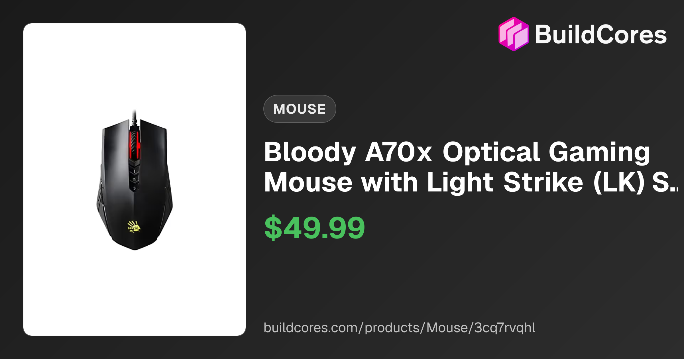Bloody A70x Optical Gaming Mouse with Light Strike (LK) Switch & Scroll ...
